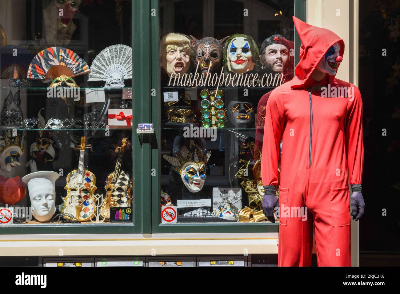 Amsterdam, Holland - 20 June 2023: windows of a masks shop at Amsterdam ...