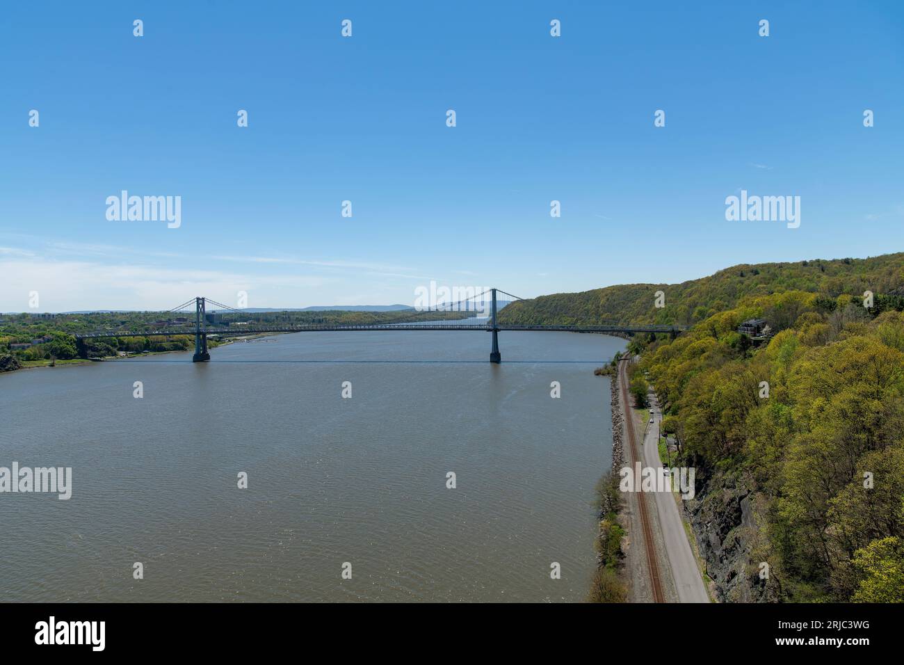Poughkeepsie, NY, USA-May 2022; Panoramic view from Walkway Over the ...