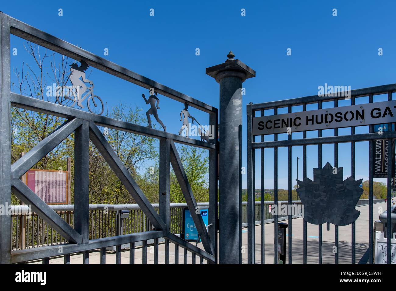 Poughkeepsie, NY, USA-May 2022; Close up view of the entrance gate of ...