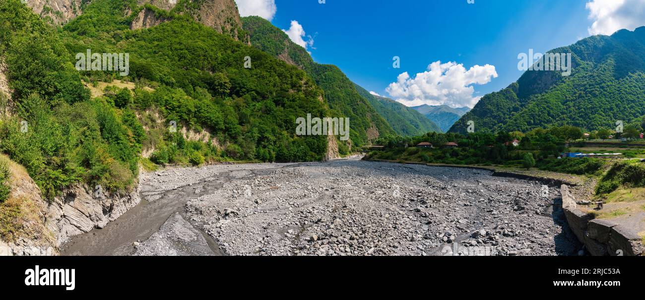 The bed of the Kurmukhchay River in the Gakh region of Azerbaijan Stock ...