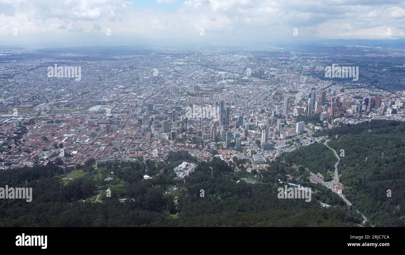 An aerial view of Bogota city view of the center with its buildings ...