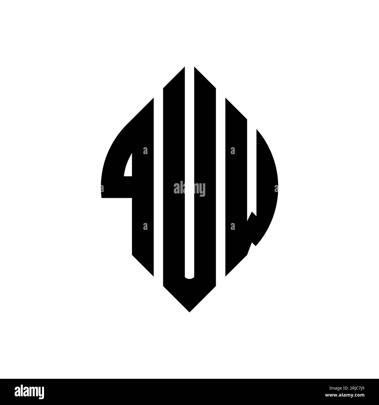 QUW circle letter logo design with circle and ellipse shape. QUW ...