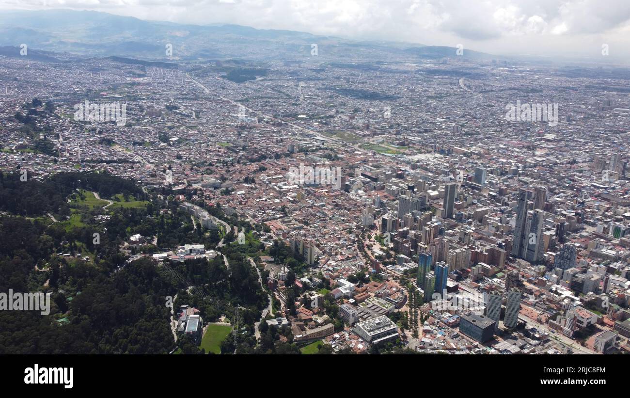 An aerial view of Bogota city view of the center with its buildings ...