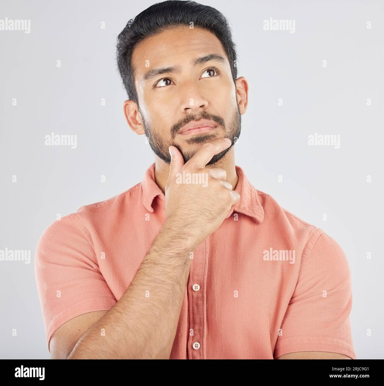 Mockup thinking asian man hi-res stock photography and images - Alamy