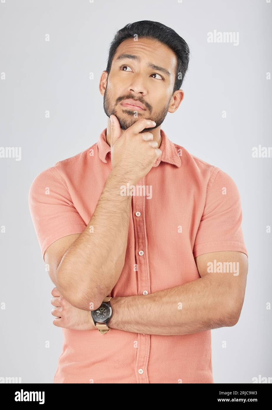 Mockup thinking asian man hi-res stock photography and images - Alamy