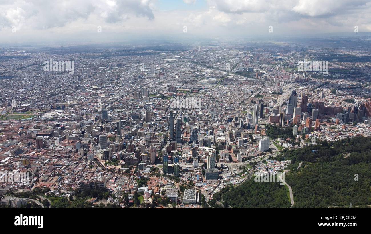 An aerial view of Bogota city view of the center with its buildings ...