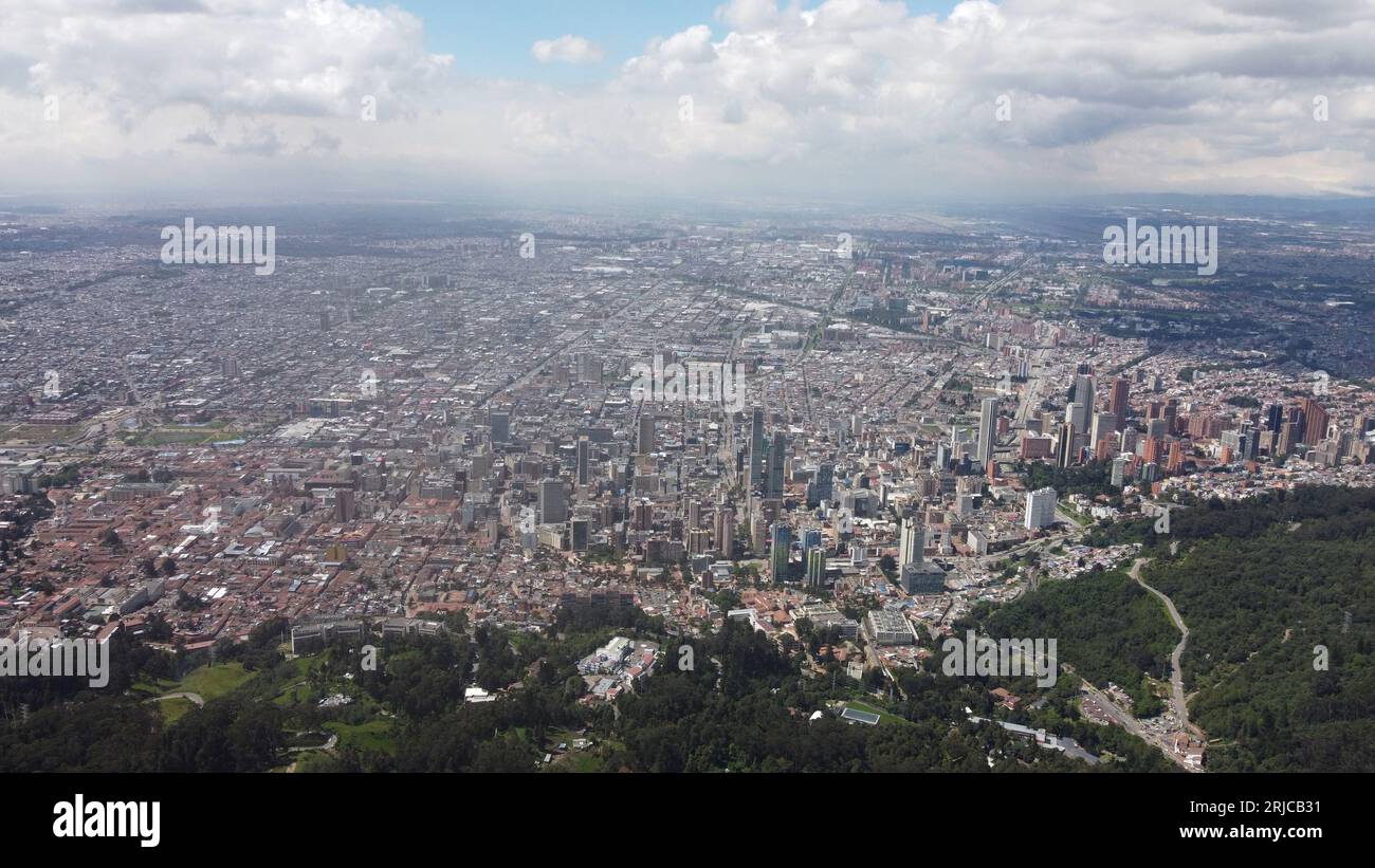 An aerial view of Bogota city view of the center with its buildings ...