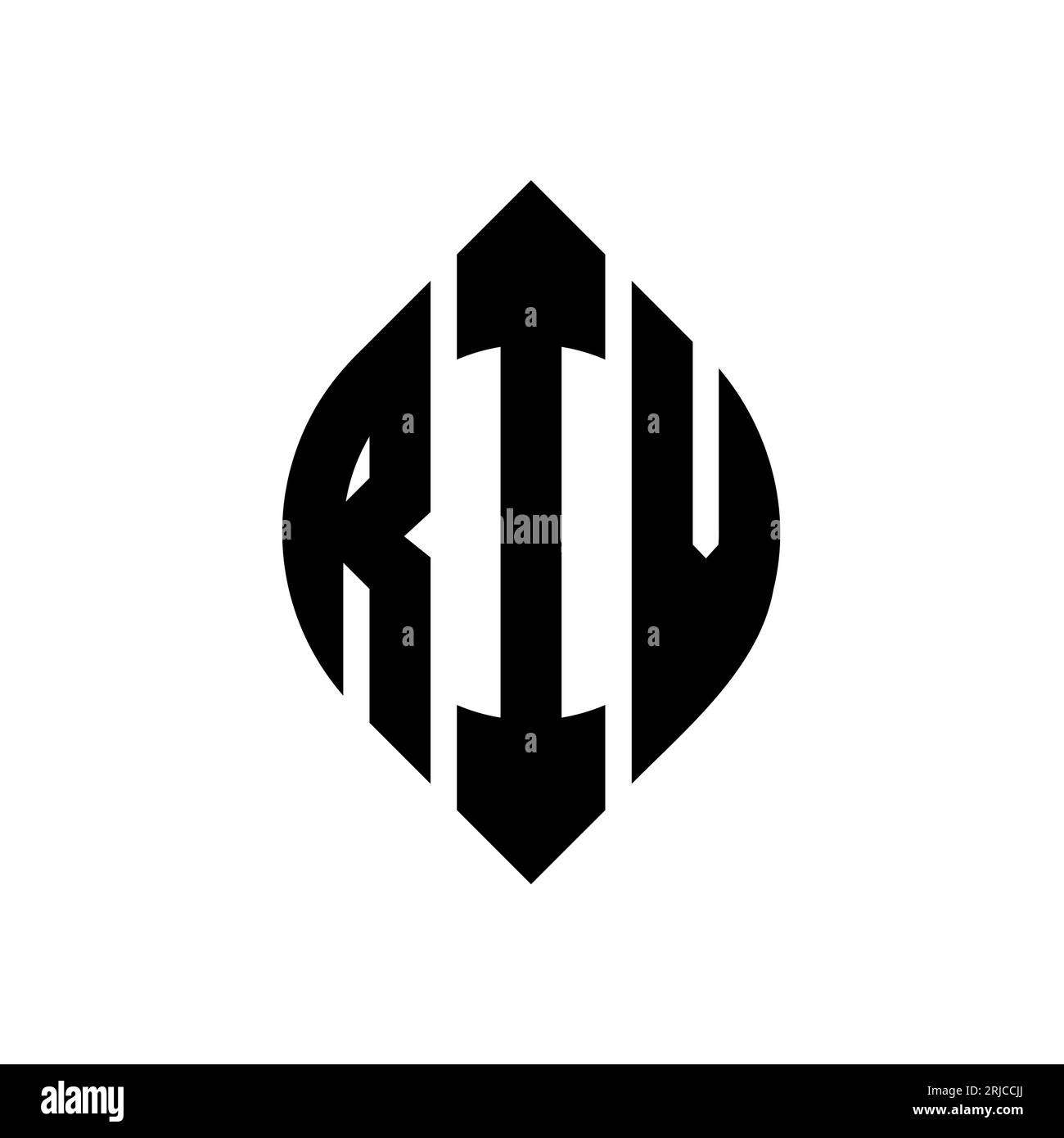 RIV circle letter logo design with circle and ellipse shape. RIV ...