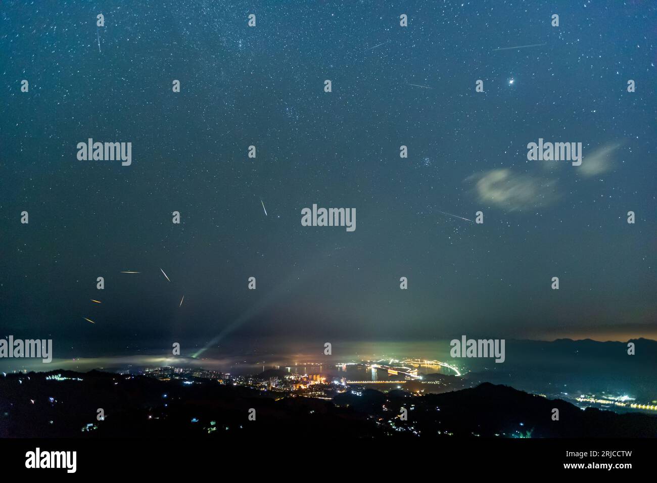 YICHANG, CHINA - AUGUST 13, 2023 - The Perseid meteor shower is seen ...