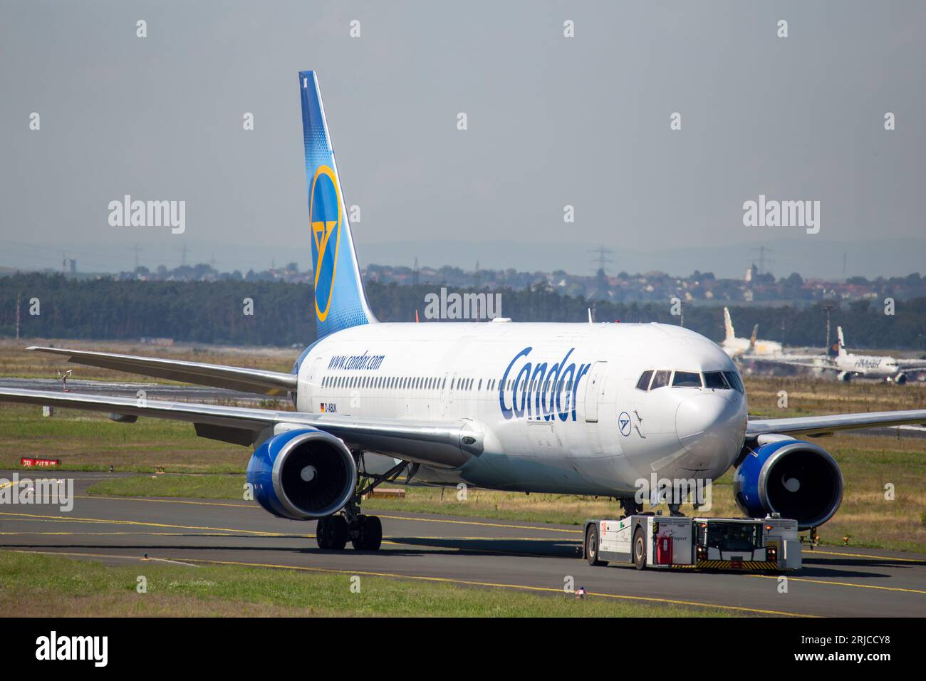 A passenger plane of the German airline Condor at Frankfurt am Main ...
