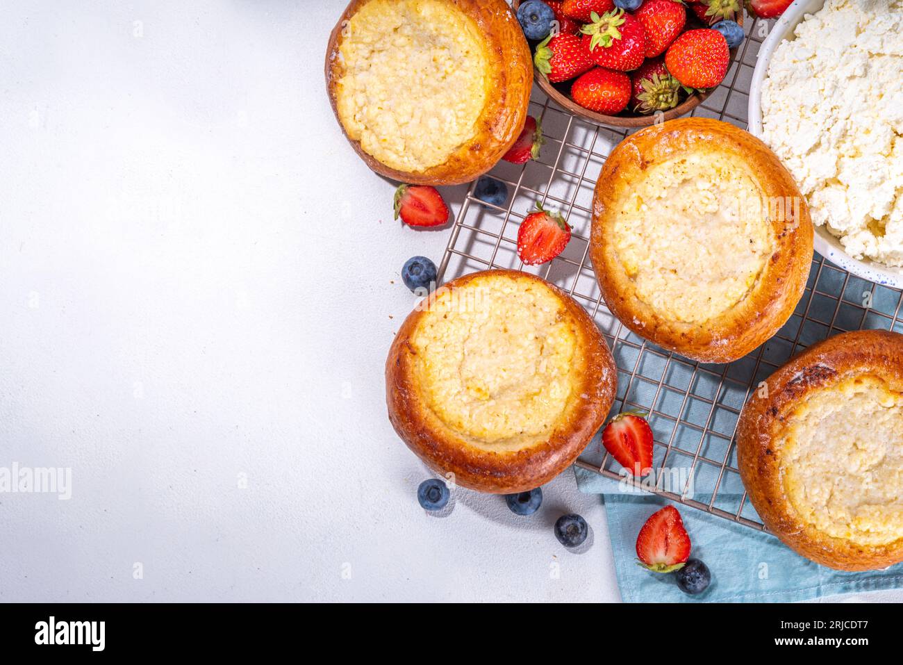 Sweet cottage cheese buns vatrushka, ukrainian East Europe traditional ...