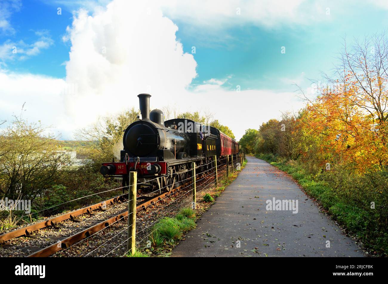 LNER Class J15 0-6-0 No 7564 runs alongside the Bristol & Bath Railway ...