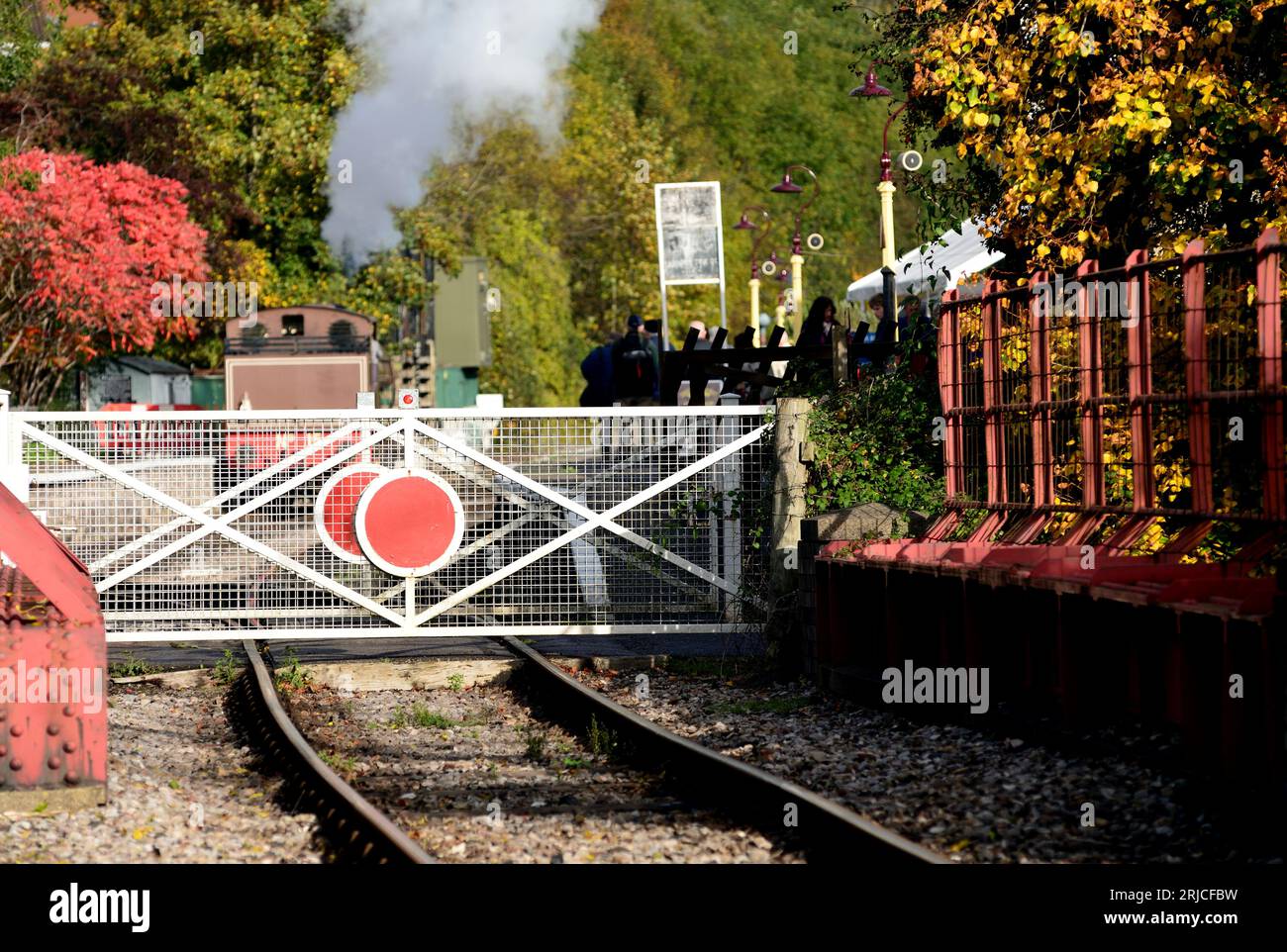 Level crossing gates at Bitton station on the Avon Valley Railway ...