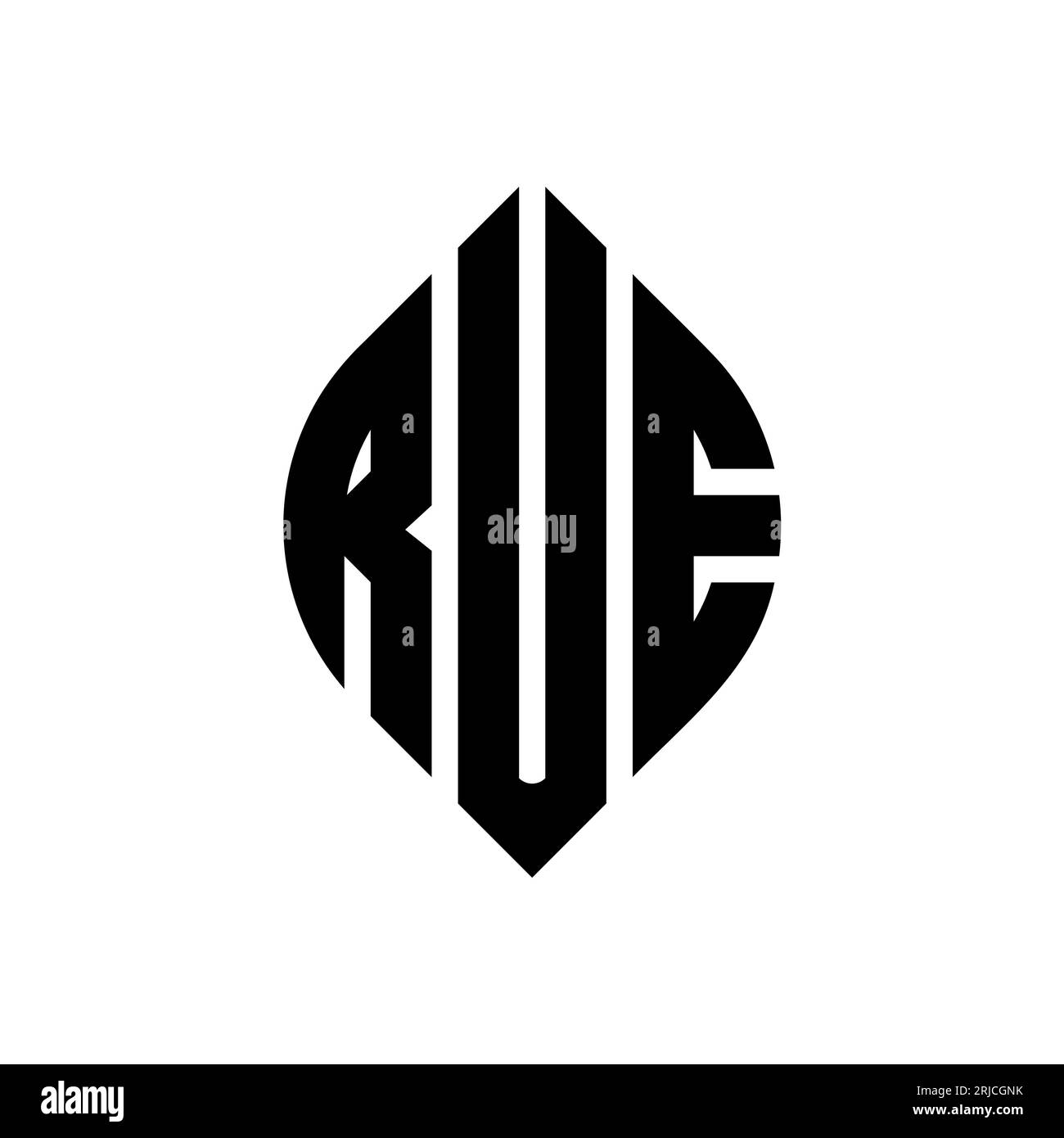 RUE circle letter logo design with circle and ellipse shape. RUE ...