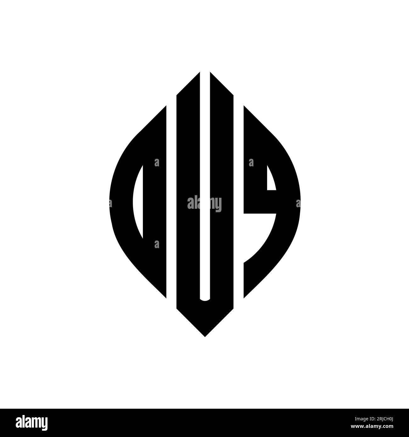 OUQ circle letter logo design with circle and ellipse shape. OUQ ...