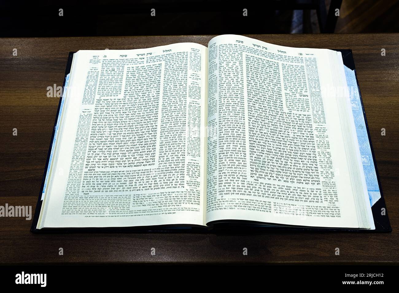An open book of Talmud, tractate SUKKAH in a Vien synagogue in ...