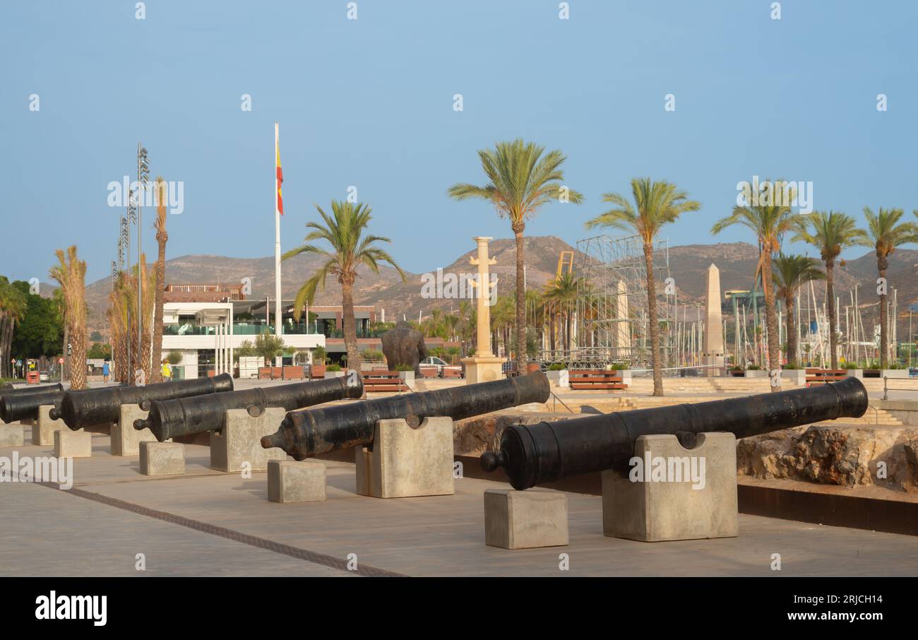CARTAGENA, SPAIN -12 SEPTEMBER 2022 Spanish cannons several hundred ...