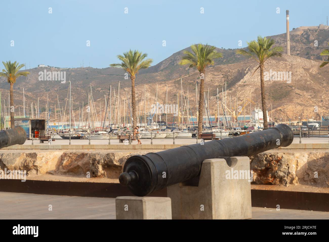 CARTAGENA, SPAIN -12 SEPTEMBER 2022 Spanish cannons several hundred ...