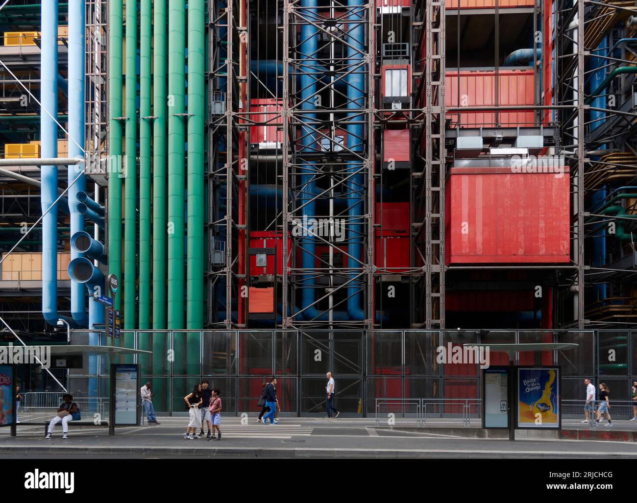 Rear view showing exposed service pipes. Centre Pompidou Paris in 2023 ...