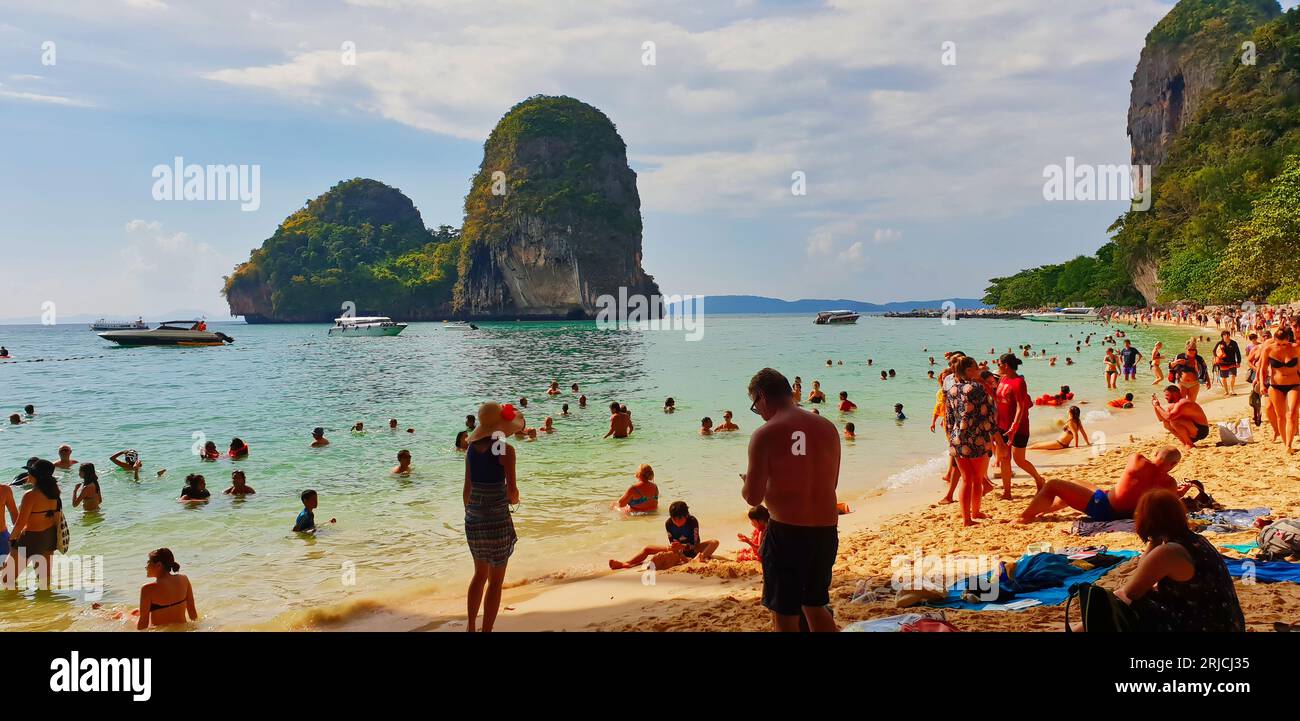 December 30th, 2018, Phuket, Thailand - Beach goers enjoy a warm sunny ...