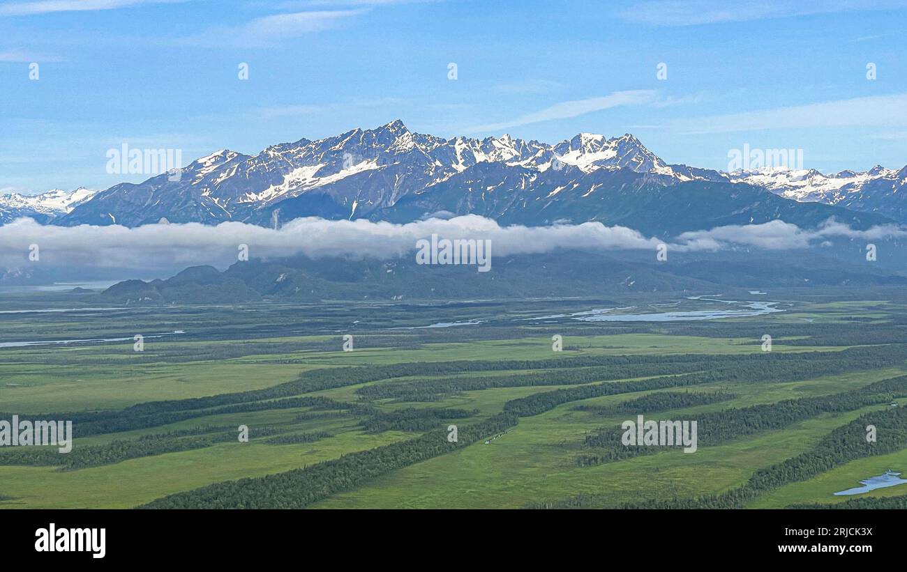 Chigmit Mountains, Bird's-eye view, Alaska, United States Stock Photo ...