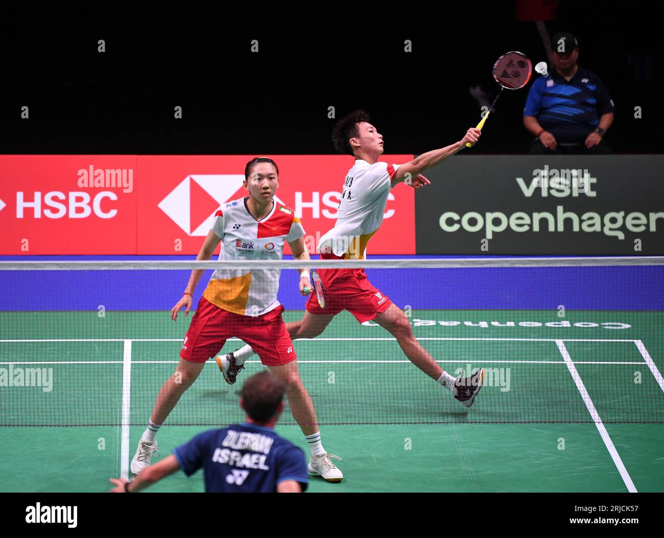 Copenhagen, Denmark. 22nd Aug, 2023. Jiang Zhenbang (R)/Wei Yaxin of China compete during the ...