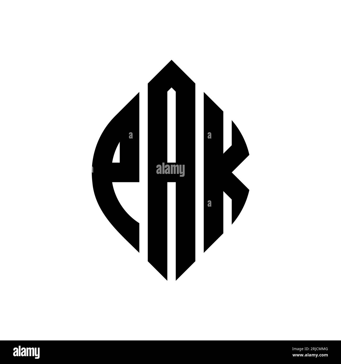 PAK circle letter logo design with circle and ellipse shape. PAK ...
