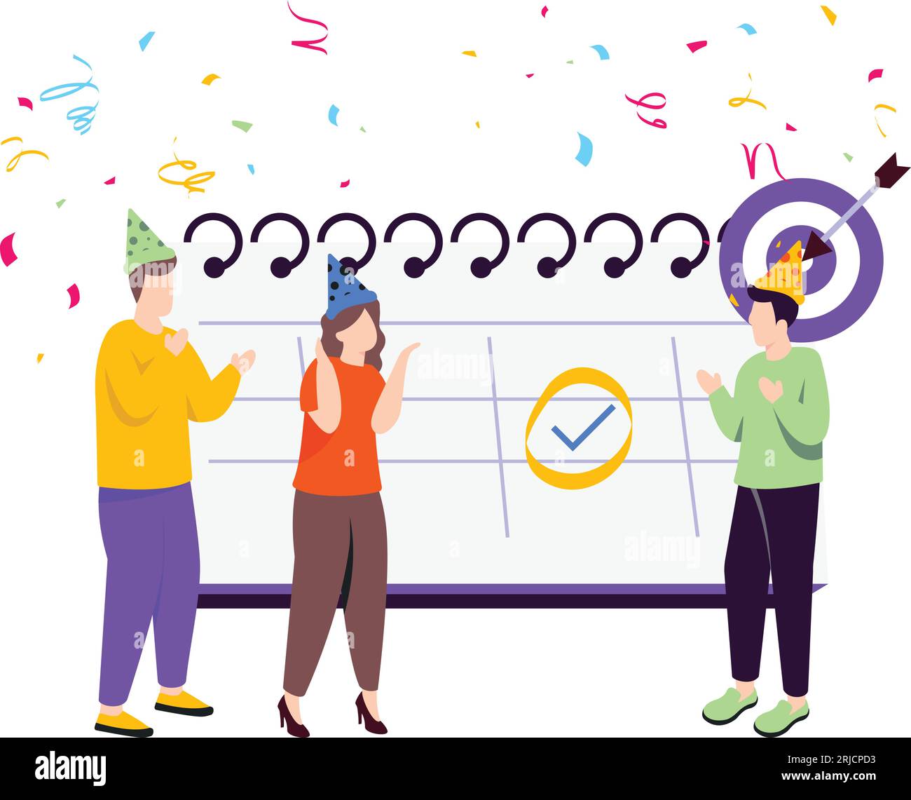 Team target achievement celebration concept, Office People vector icon ...