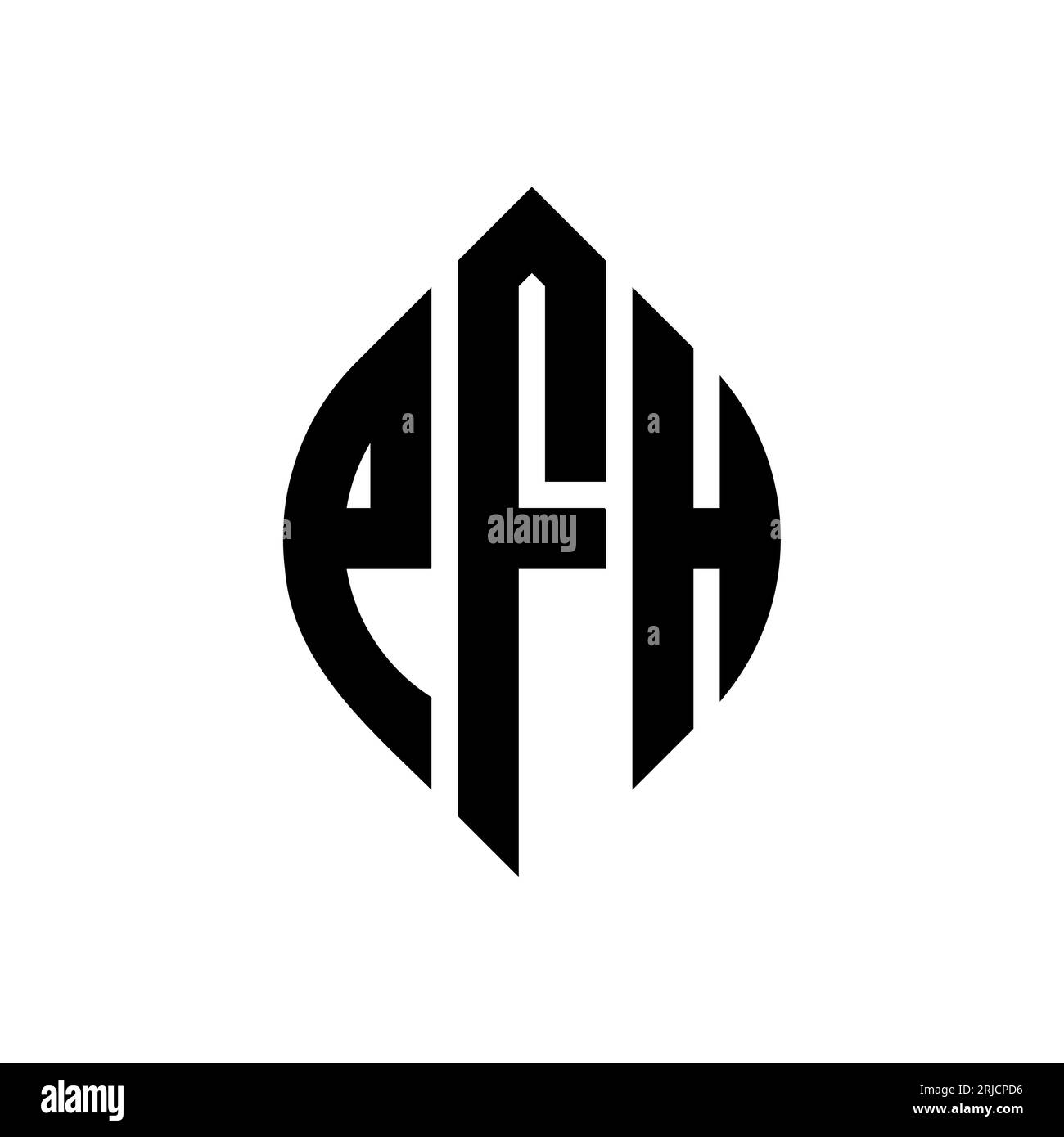PFH circle letter logo design with circle and ellipse shape. PFH ...