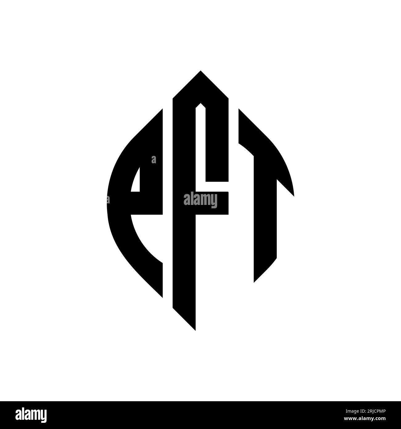 PFT circle letter logo design with circle and ellipse shape. PFT ...