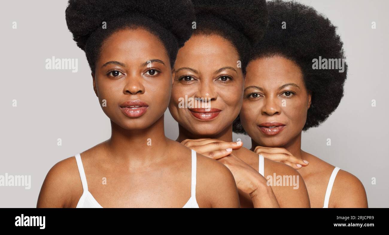 Comparison of young, middle aged and elderly age woman Stock Photo - Alamy