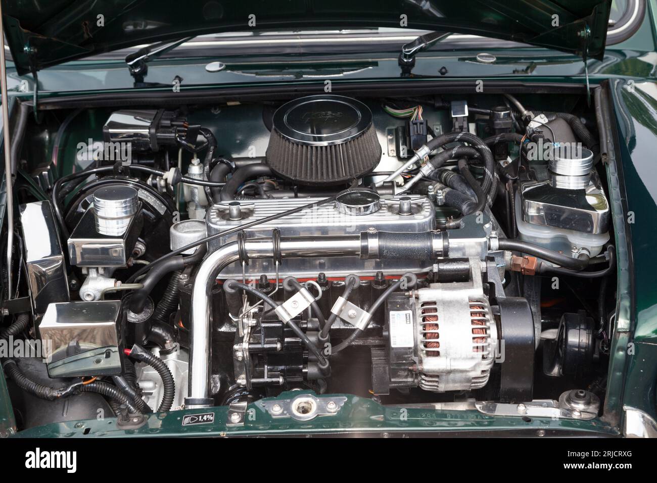 Engine on a 2000, Classic Mini 1275, restored vehicle Stock Photo - Alamy