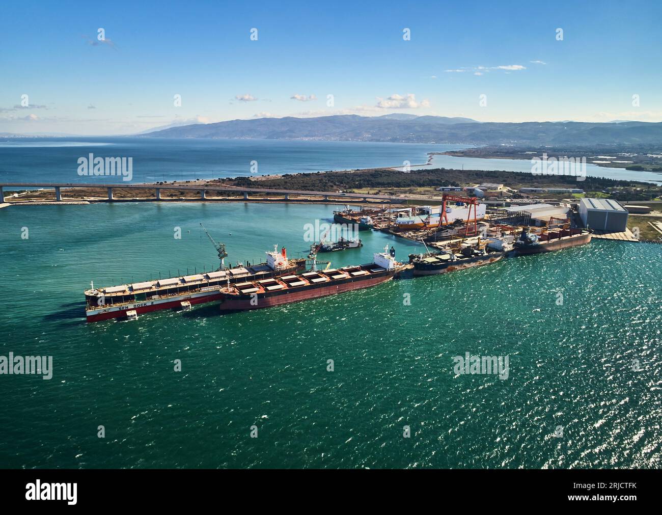 ship with container on shipping port for import export. import export ...