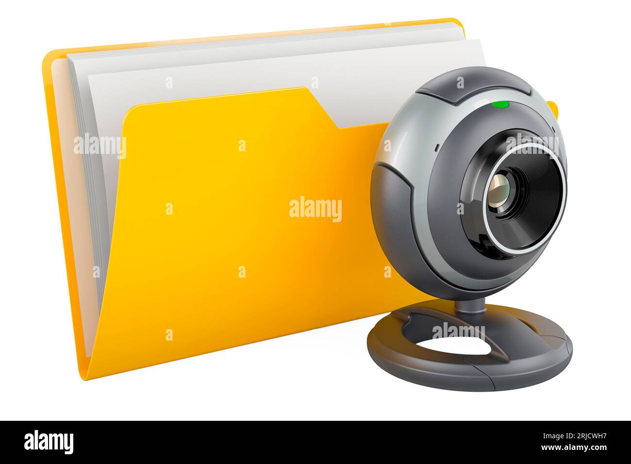 Computer folder icon with webcam, 3D rendering isolated on white ...