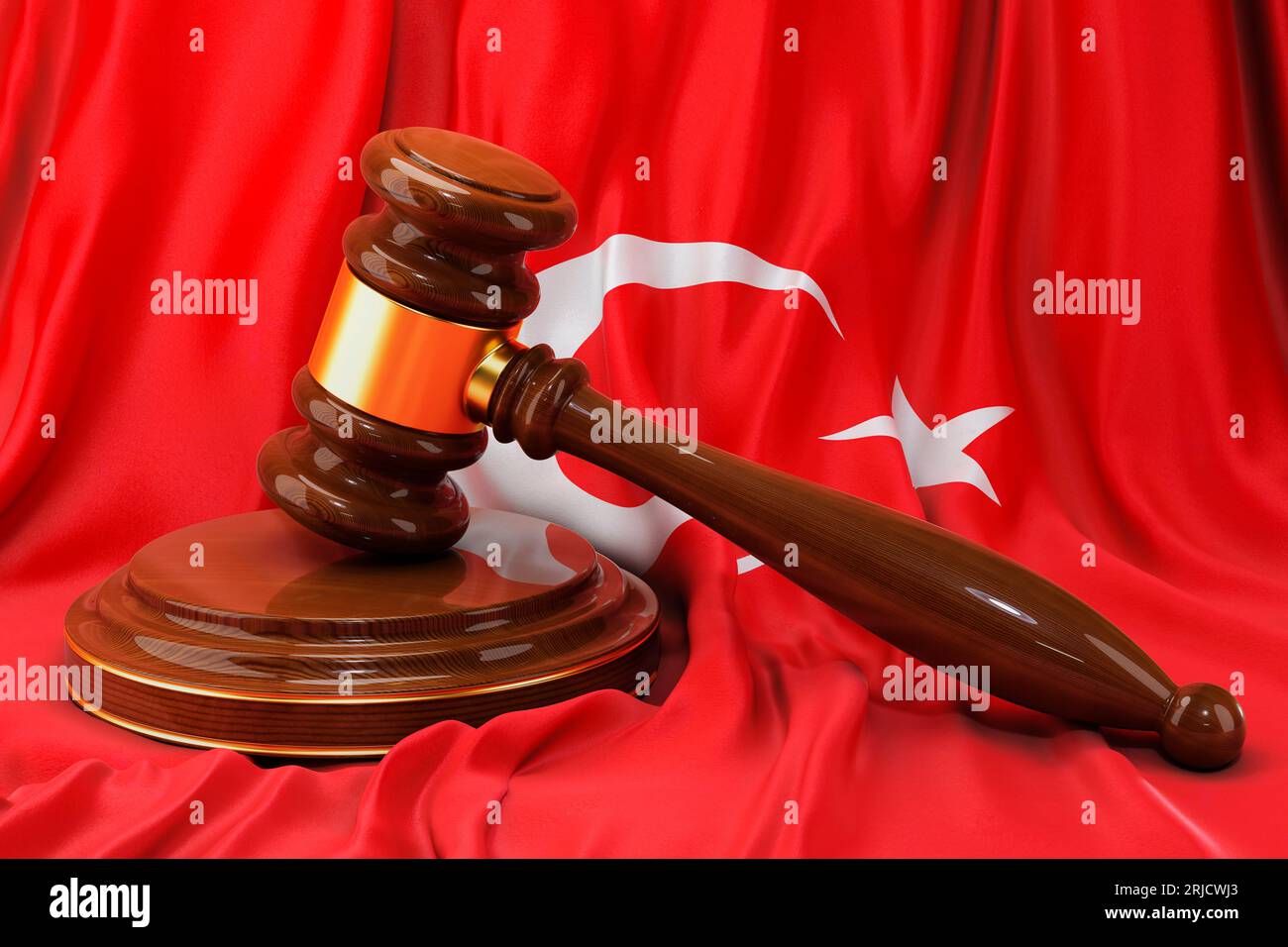 Turkish law and justice concept. Wooden gavel on flag of Turkey, 3D ...