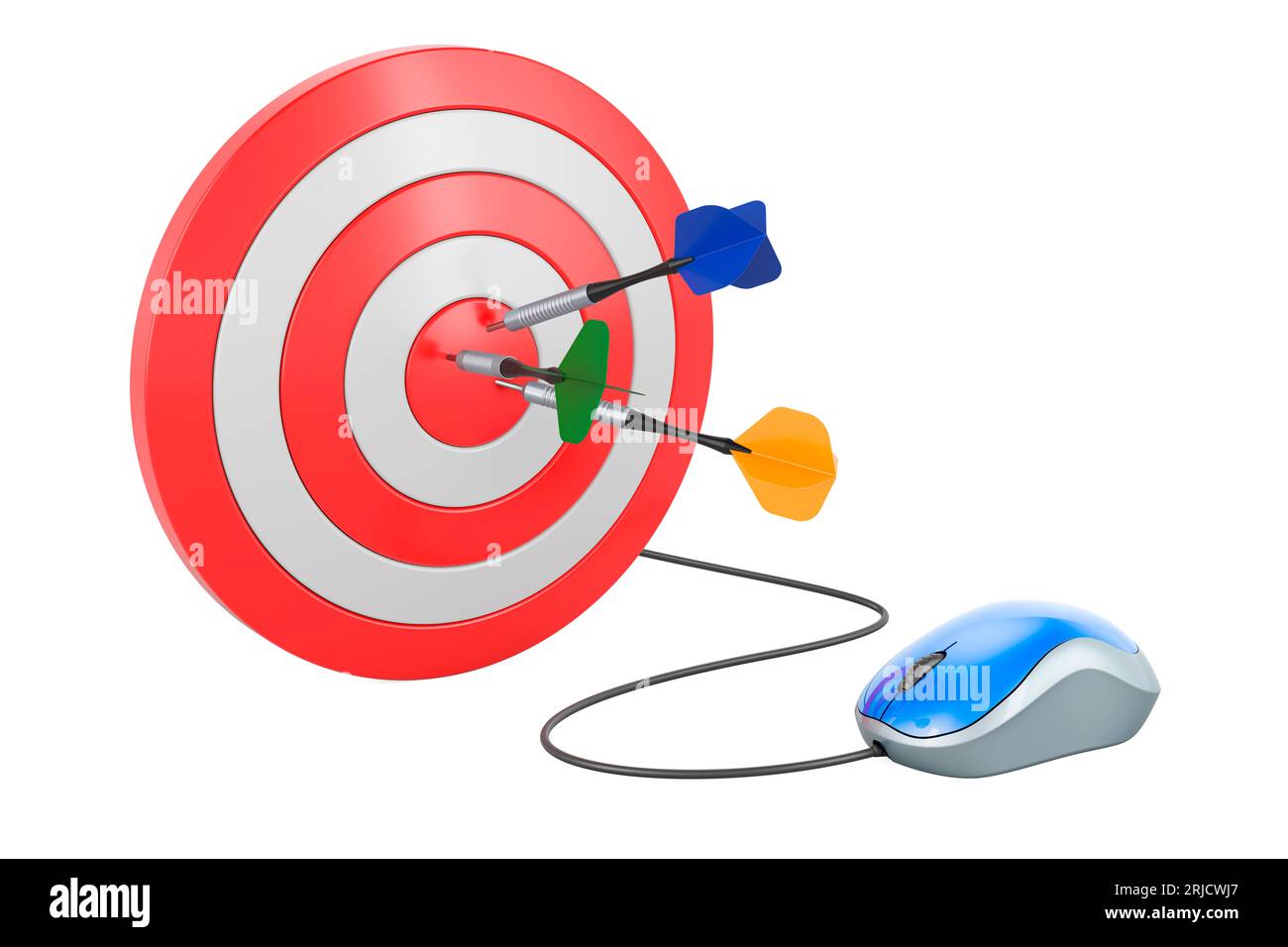 Target with arrows with computer mouse. 3D rendering isolated on white background Stock Photo ...