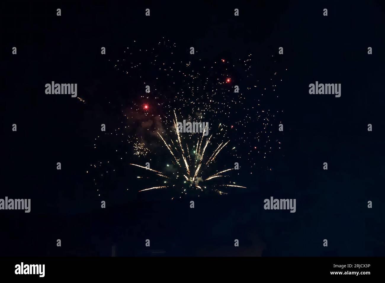 A spectacular and vibrant display of fireworks erupting in the night ...