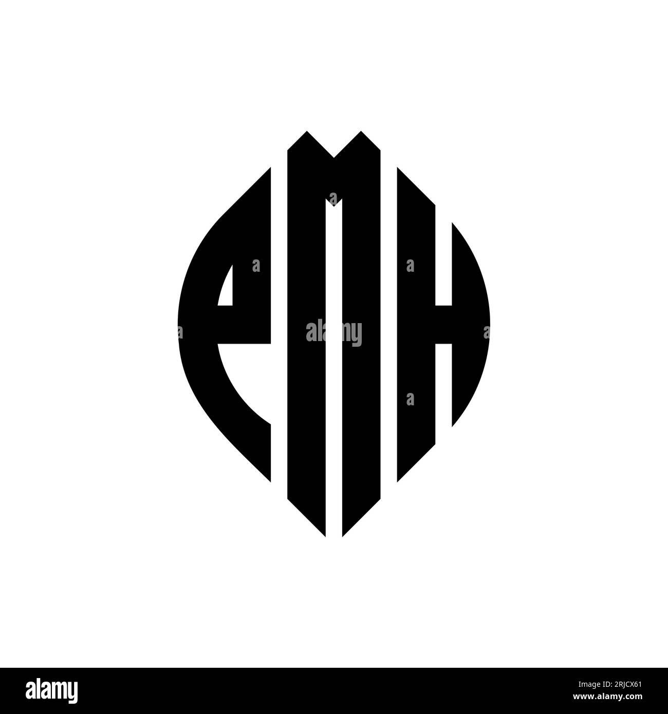 PMH circle letter logo design with circle and ellipse shape. PMH ...