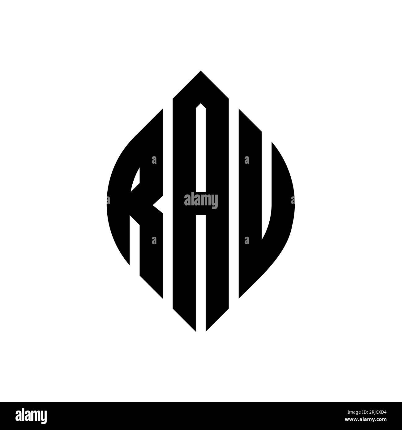 RAU circle letter logo design with circle and ellipse shape. RAU ...