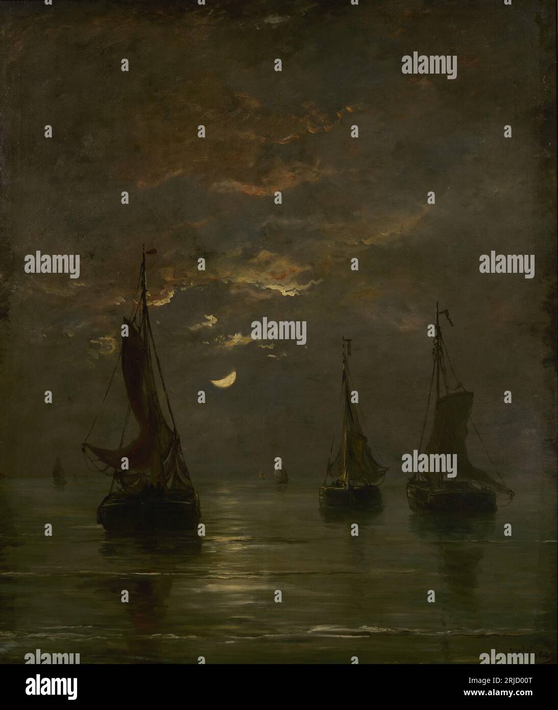 Moonlit night between circa 1895 and circa 1900 by Hendrik Willem ...