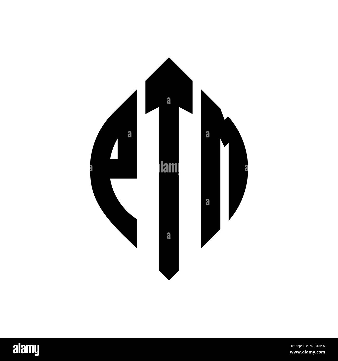 PTM circle letter logo design with circle and ellipse shape. PTM ...