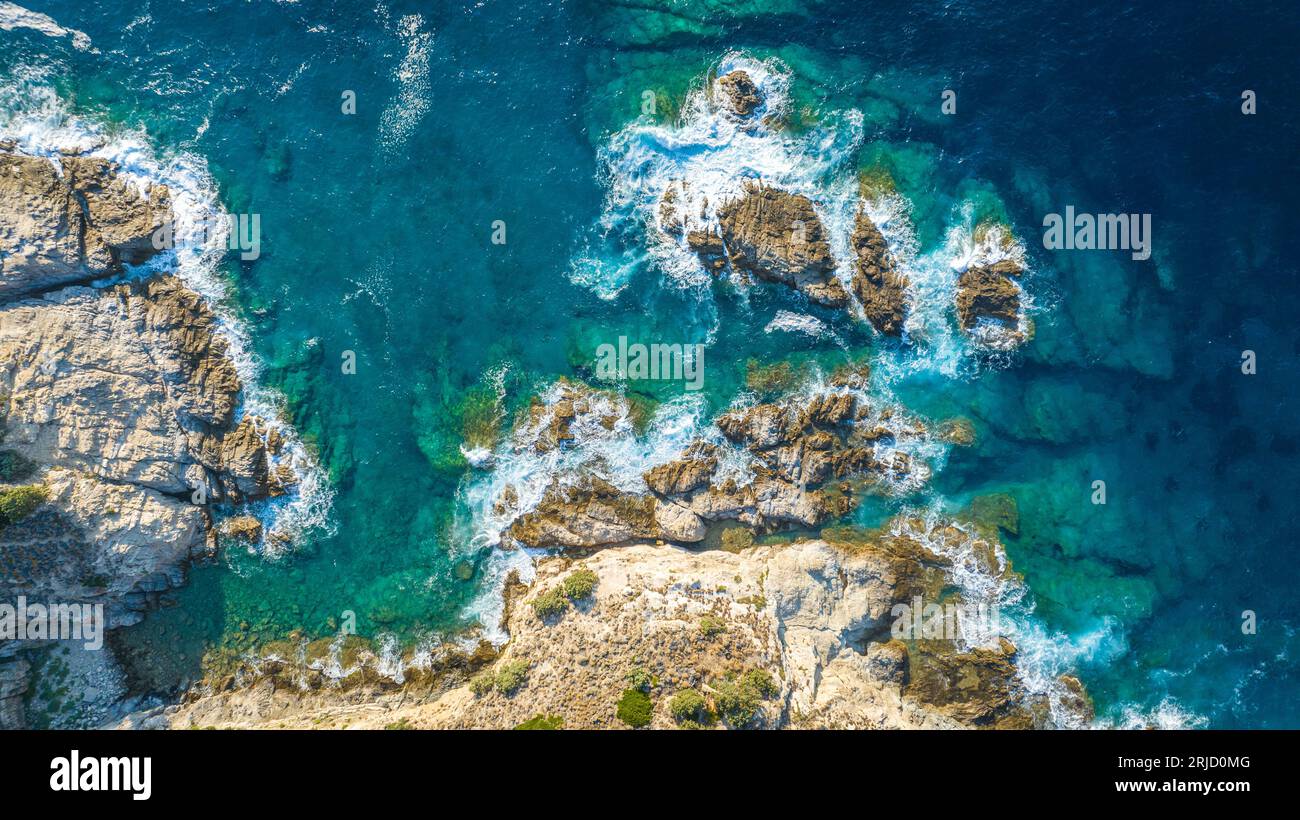 Aerial scene drone rocky coastline hi-res stock photography and images ...