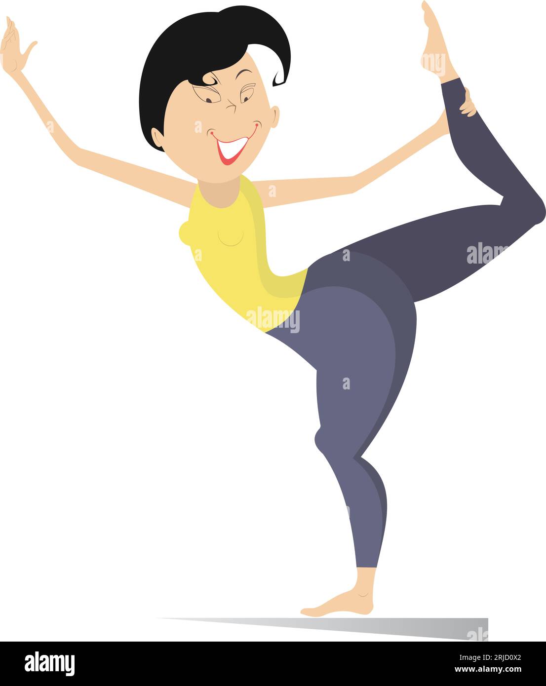 Fitness, aerobics. Young woman with lithe figure bends a body isolated ...