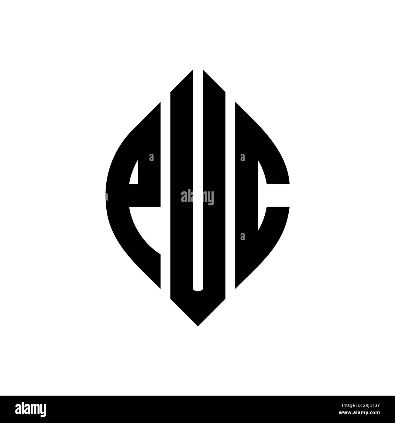 PUC circle letter logo design with circle and ellipse shape. PUC ...