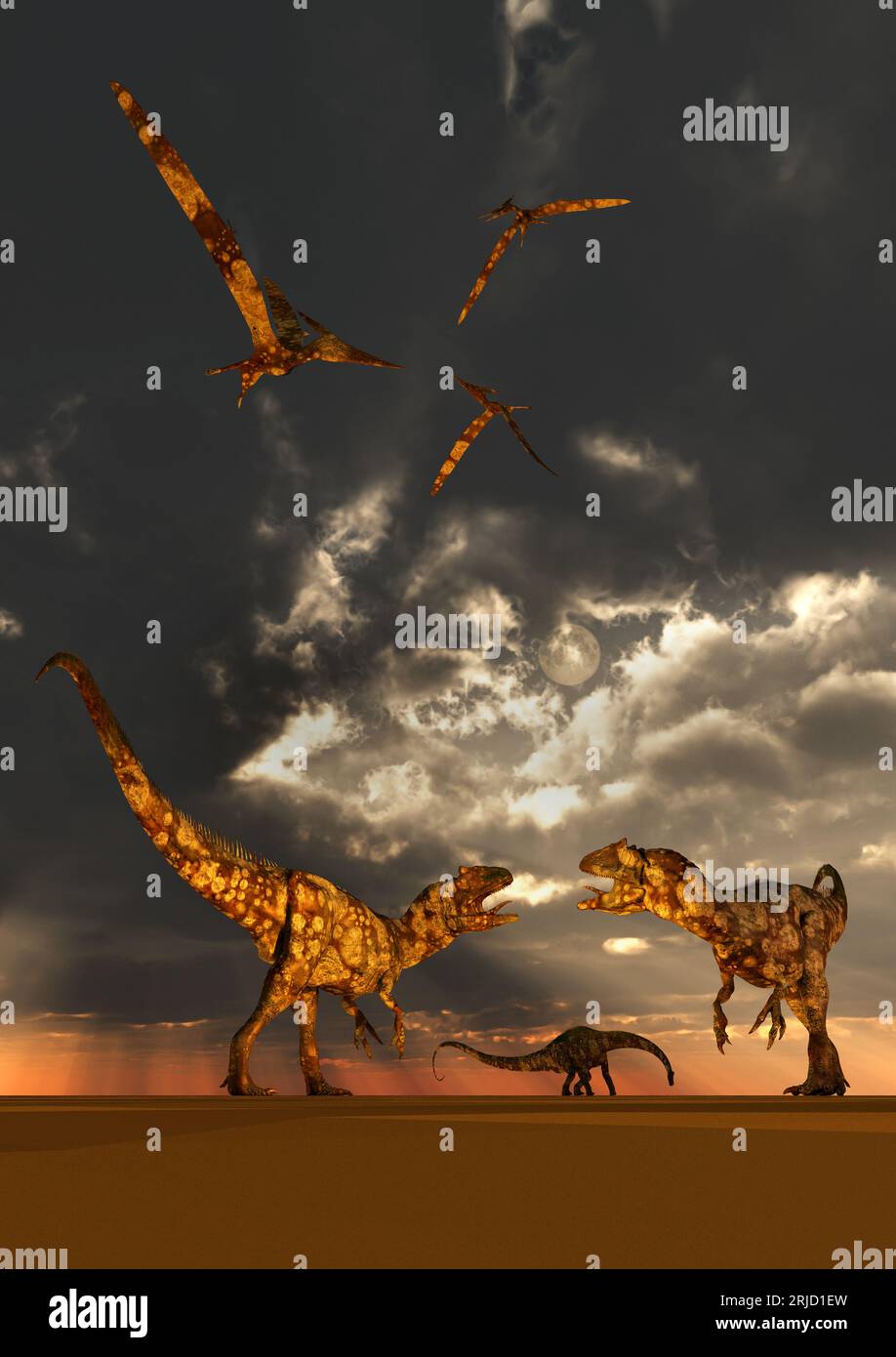 Allosaurus Dinosaurs & Other Creatures From The Jurassic Era Stock ...