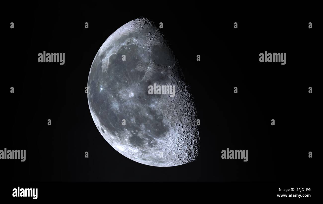 3d rendering of Waxing Moon and before Full Moon Stock Photo - Alamy