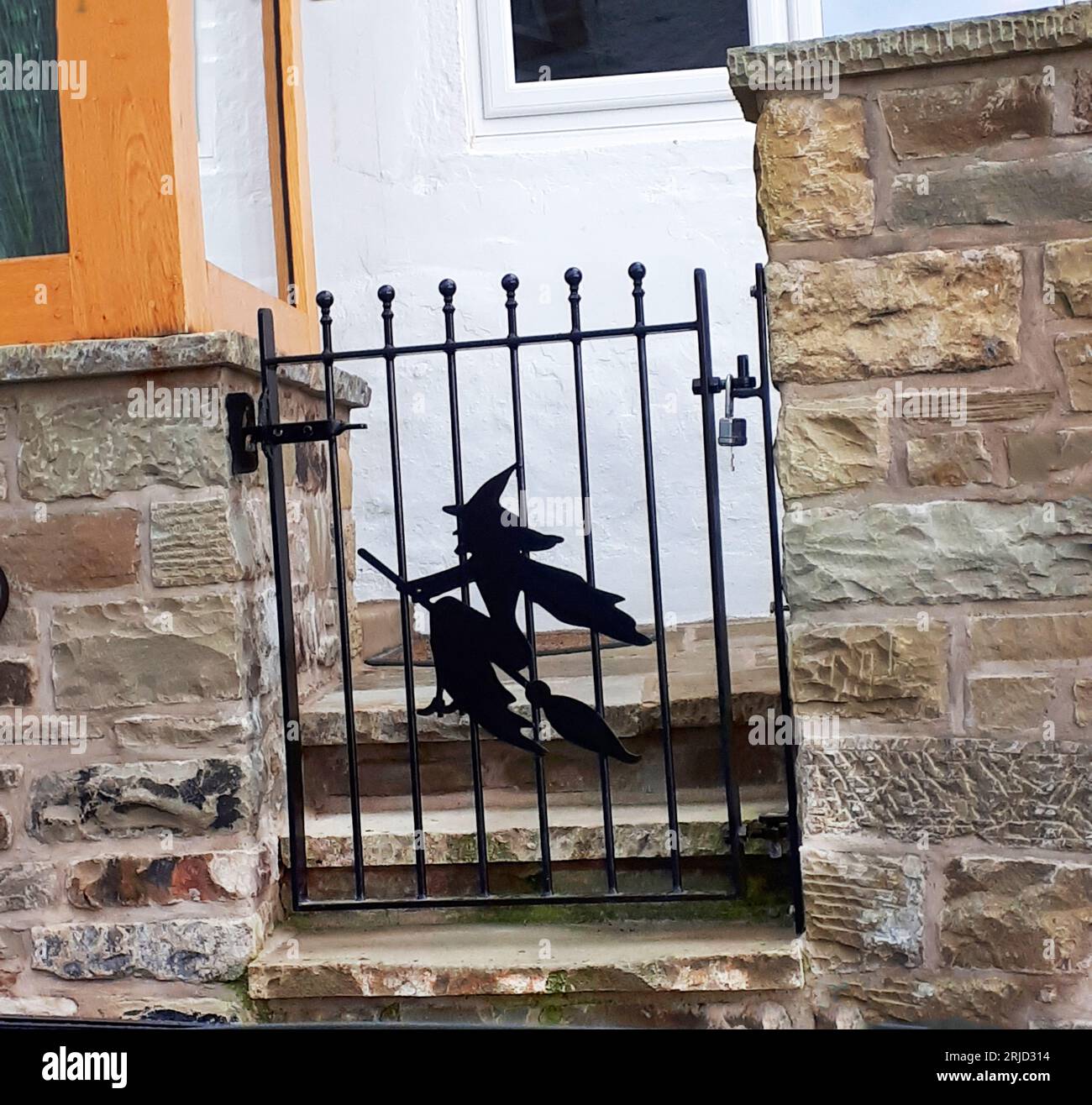 Pendle Witch in wrought iron in the village of Newchurch-in -Pendle ...