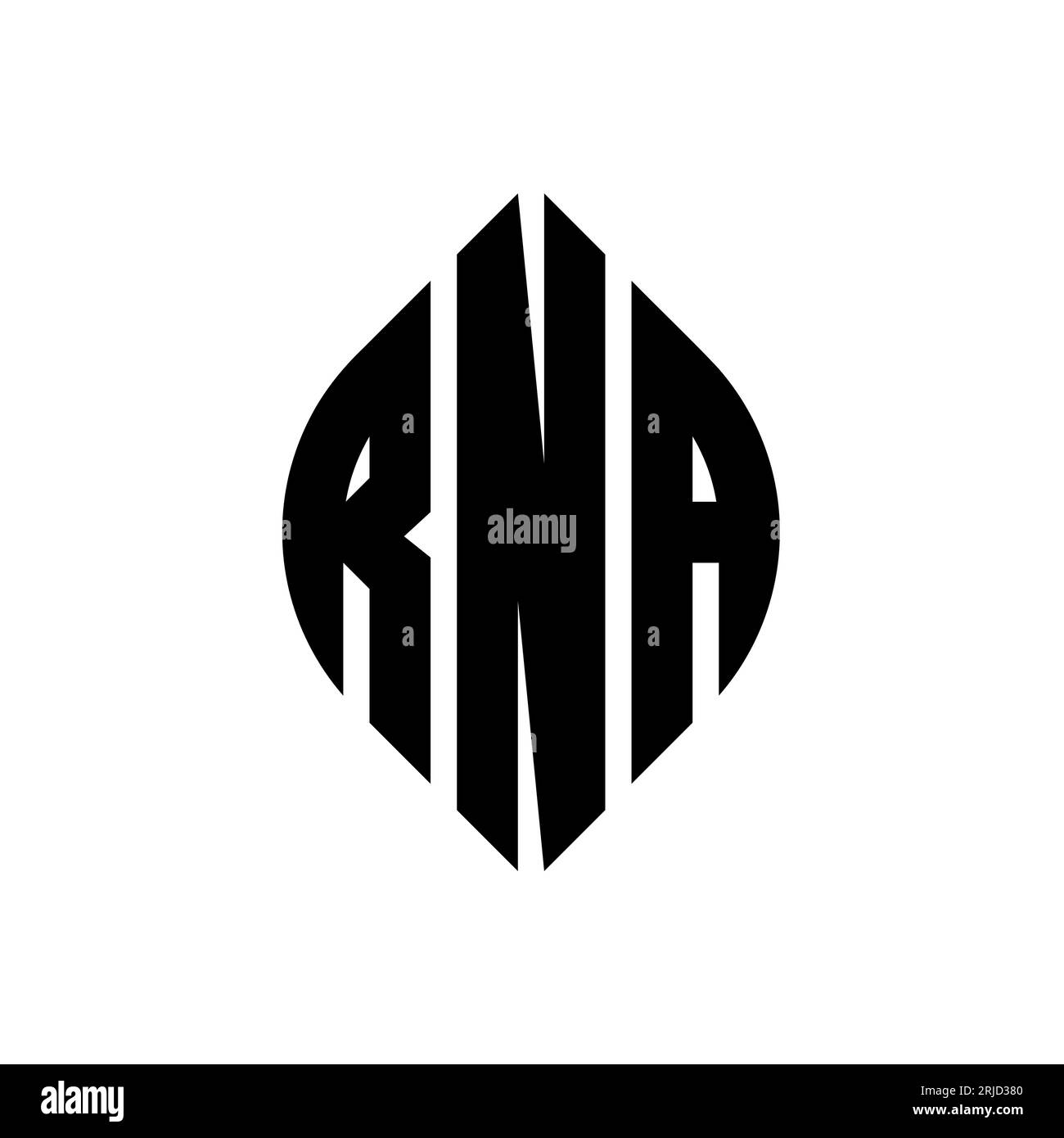 RNA circle letter logo design with circle and ellipse shape. RNA ...