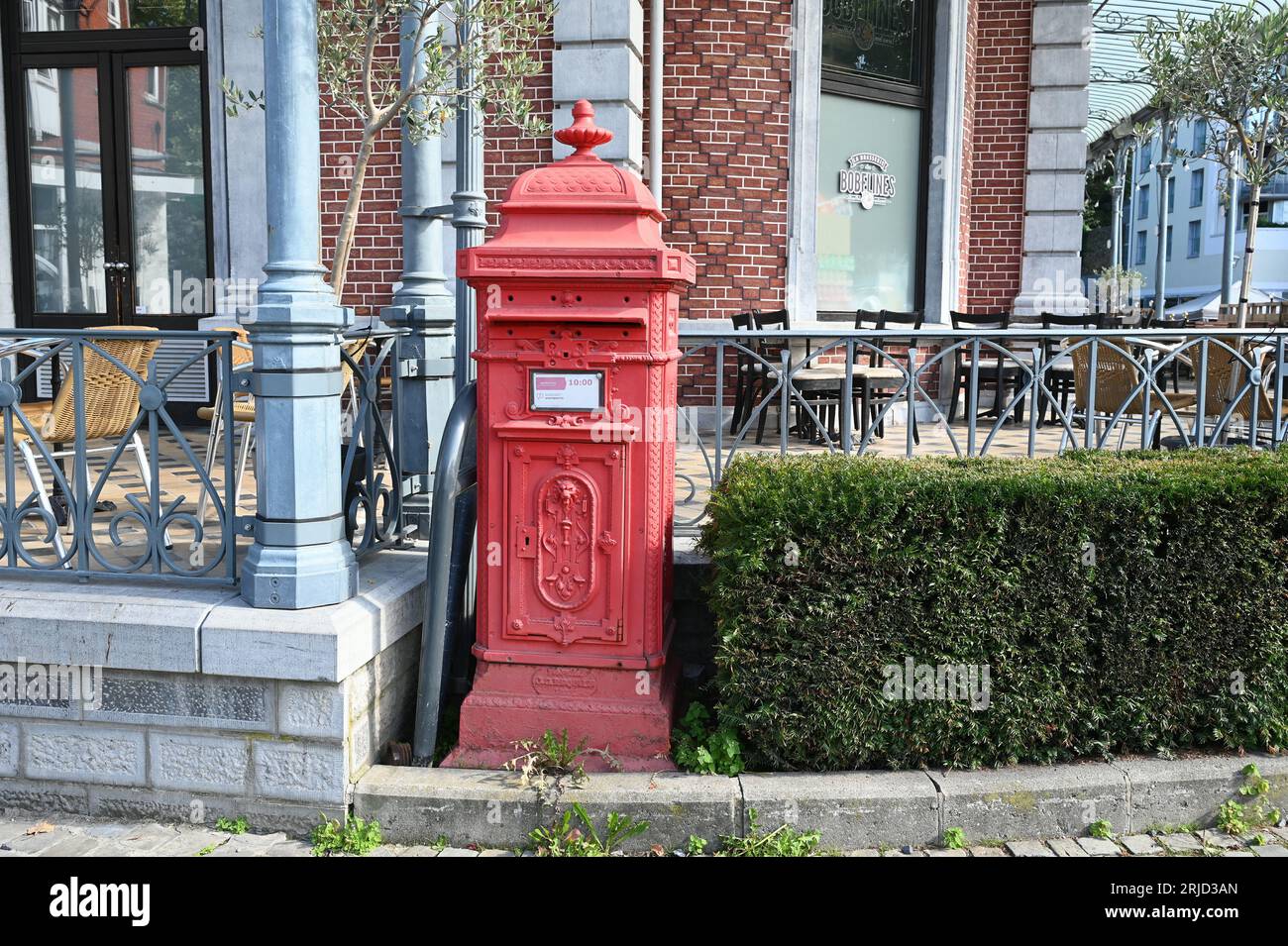 Spa, Belgium. 20th Aug, 2023. A historic red cast iron mailbox of the ...