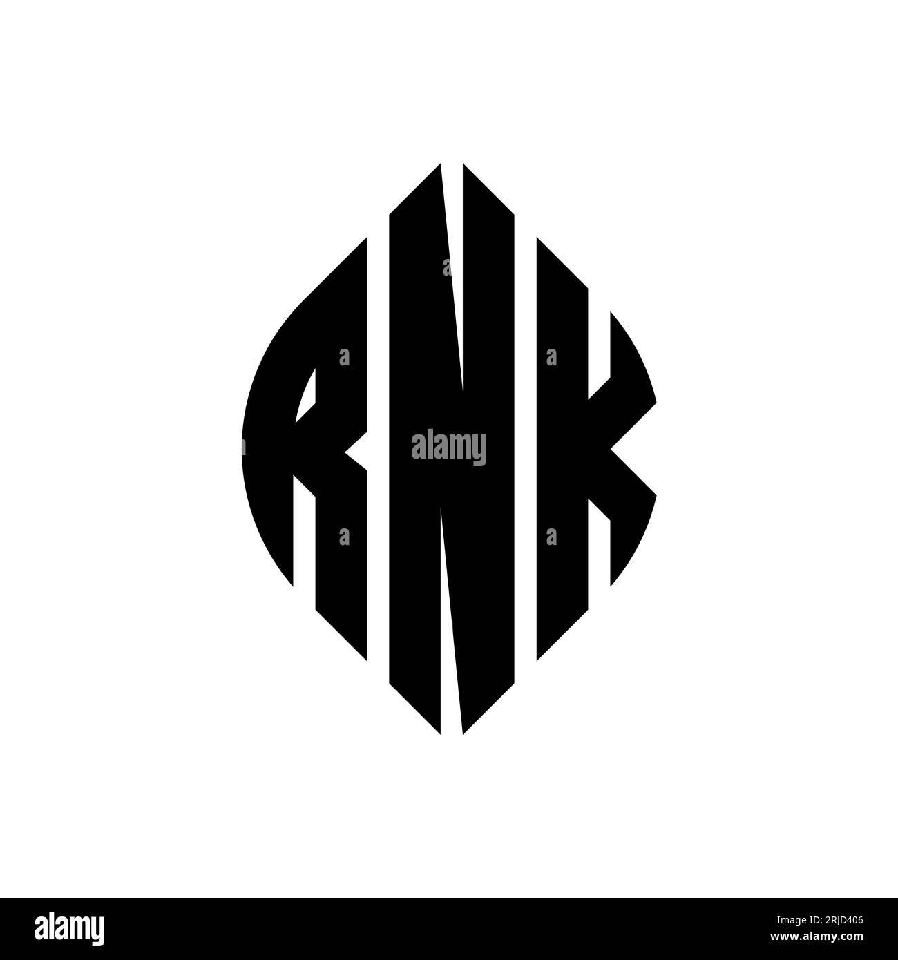 RNK circle letter logo design with circle and ellipse shape. RNK ...